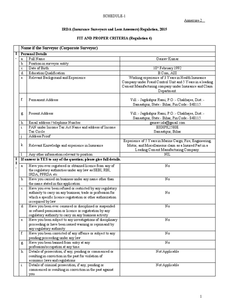 FIT and Proper Declaration | Download Free PDF | Insurance | Regulation
