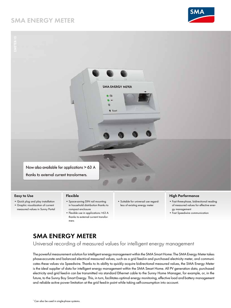 SMA Energy Meter Min | PDF | Electrical Grid | Electric Power Distribution