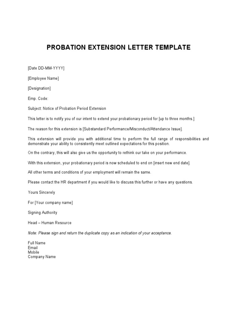Probation Extension Letter | PDF | Career & Growth