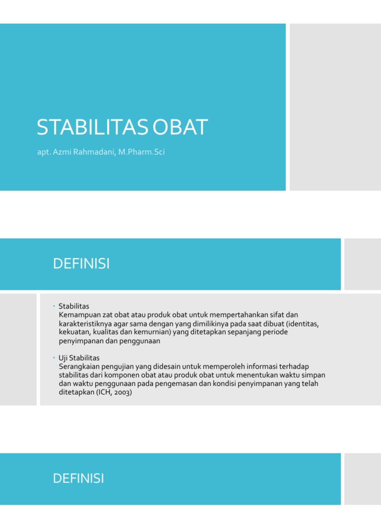 Stabilitas Obat | PDF | Sains & Matematika