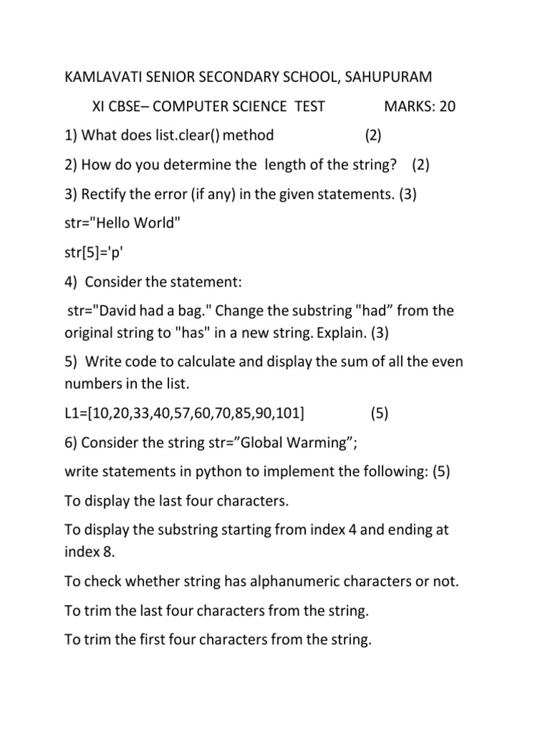 Xi Cbse Computer Science | PDF