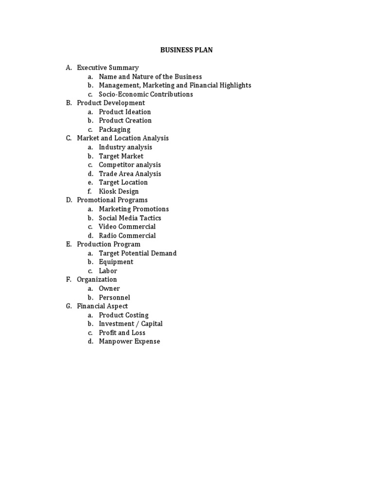 Simple Business Plan Outline | PDF | Business | Finance & Money Management