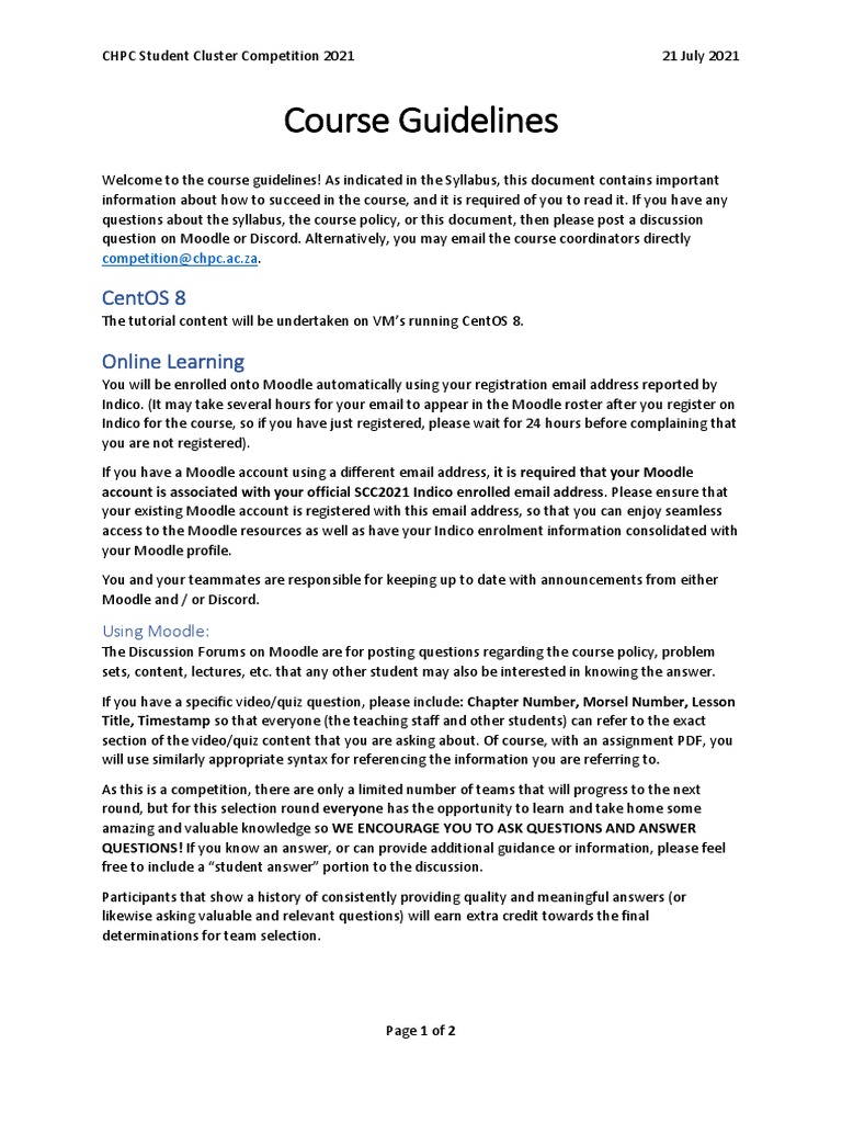 SCC2021 Course Guidelines | PDF | Academic Integrity | Communication