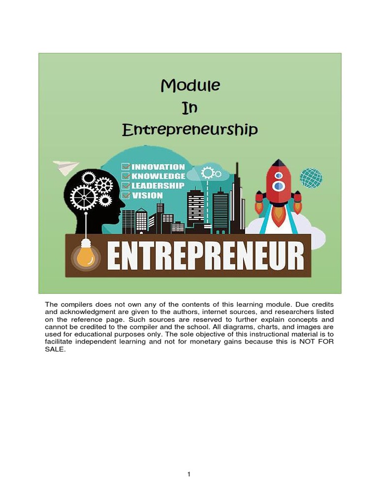 MODULE 1 5 Entrepreneurship - Docx 1 | PDF | Entrepreneurship | Market ...