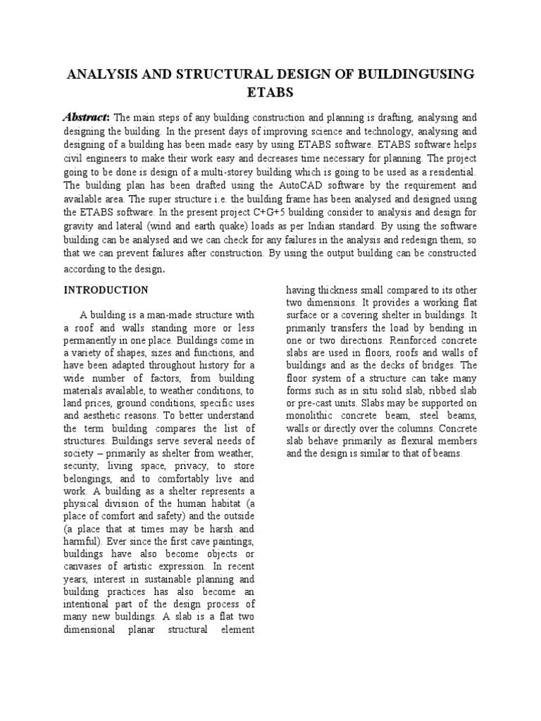 Analysis and Design of Building Using Etabs | PDF | Building | Economic ...