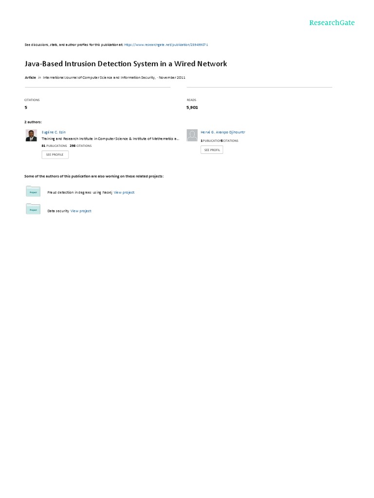 Java-Based Intrusion Detection System in A Wired Network | PDF | Computer Network | Malware