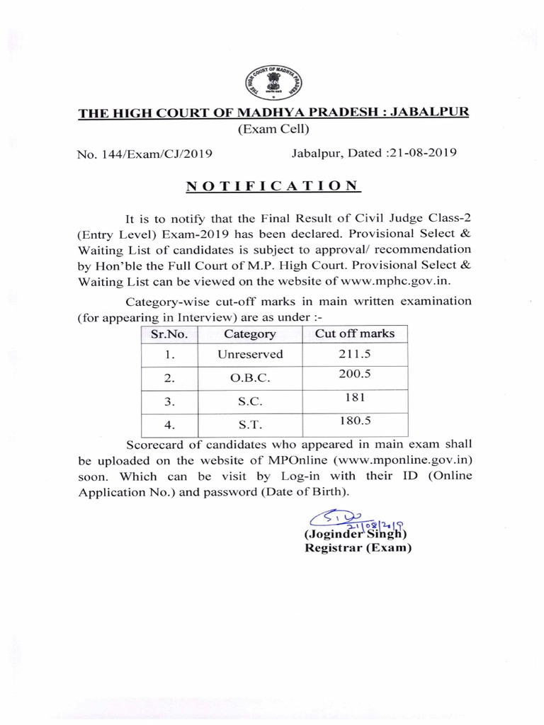 CIVIL JUDGE FINAL RESULT - 2019 Updated | PDF