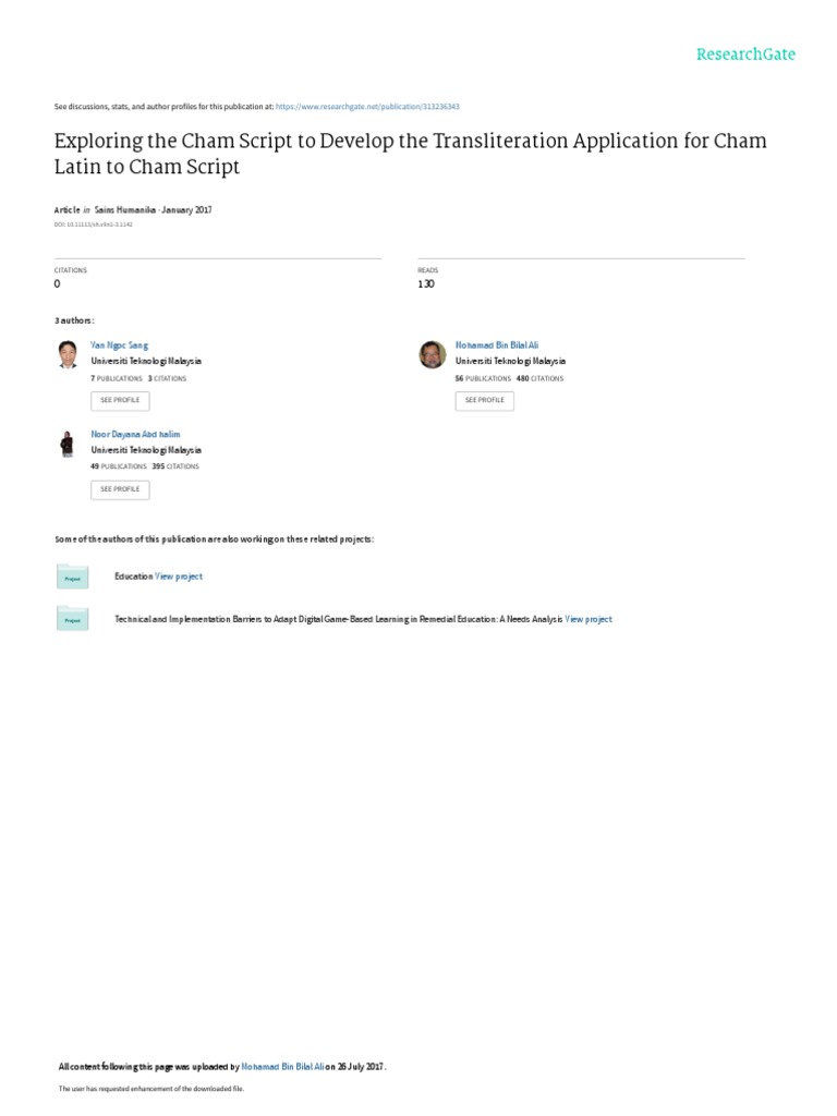 Exploring The Cham Script To Develop The Translite | PDF ...