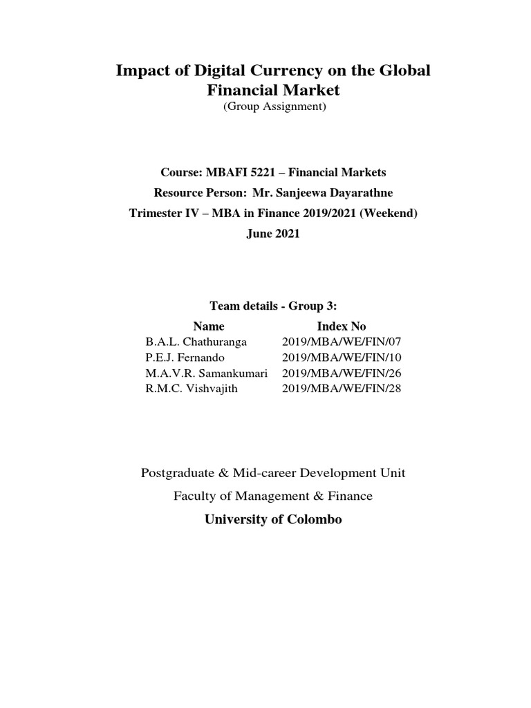 Impact of Digital Currency On Global Financial Markets | PDF | Foreign ...