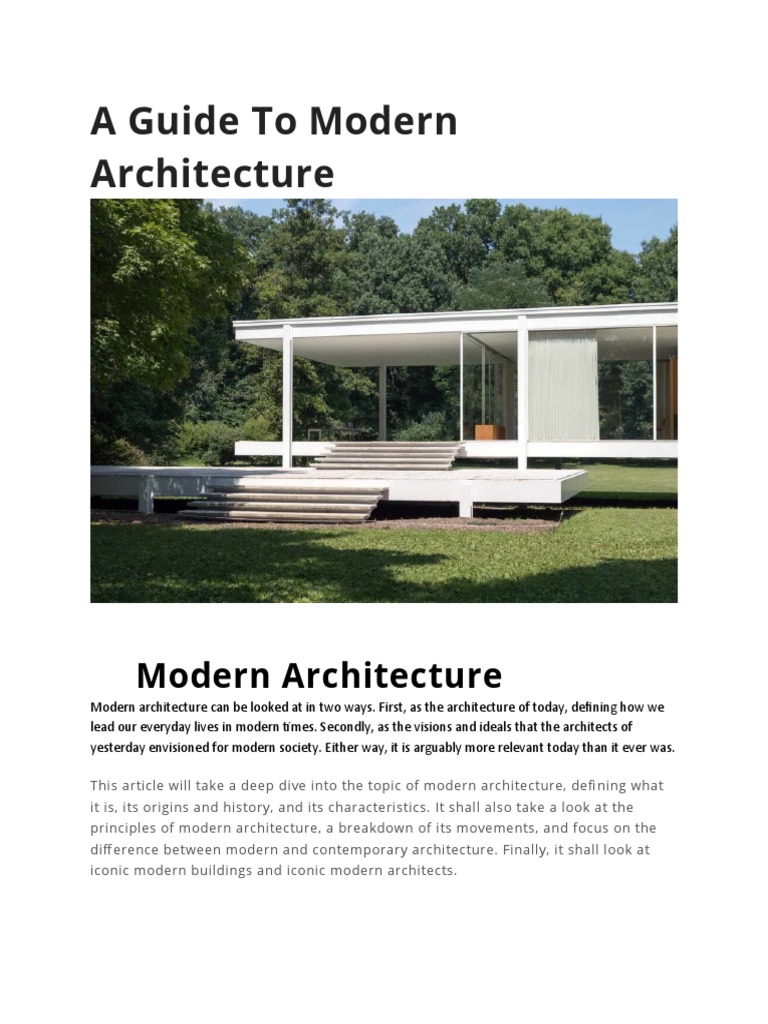 A Guide To Modern Architecture | PDF | Style | Economic Sectors