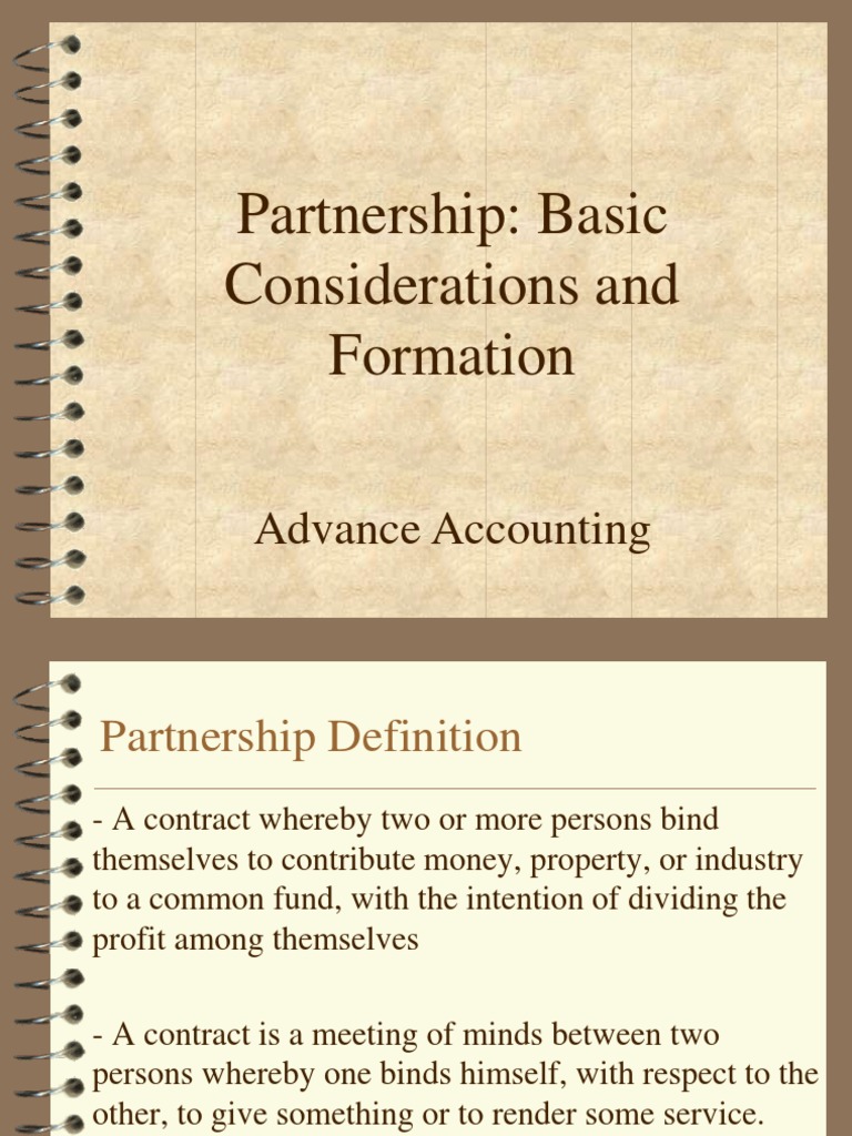 Partnership: Basic Considerations and Formation: Advance Accounting | PDF | Partnership | Legal ...
