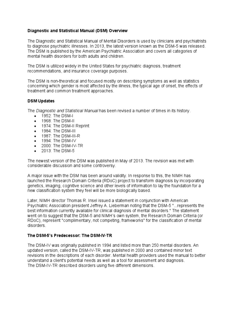 Diagnostic and Statistical Manual DSM-5 | PDF | Diagnostic And ...