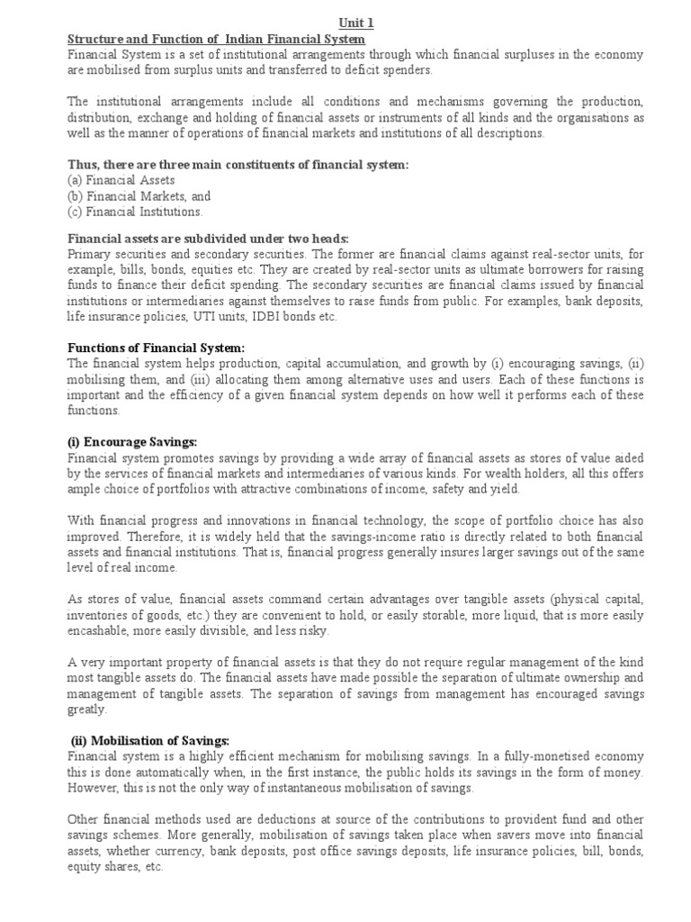 Fms Notes Full | PDF | Financial Markets | Securities (Finance)