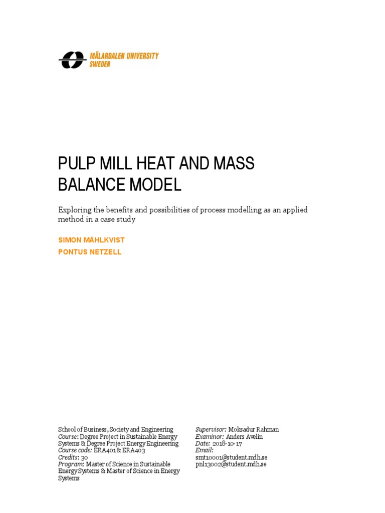 Pulp Mill Heat and Mass Balance Model | PDF | Pulp (Paper) | Paper