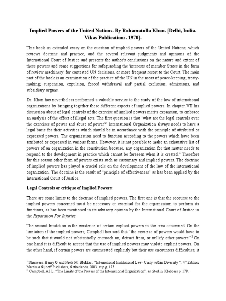 Implied Powers of The United Nations | PDF | Justice | Crime & Violence