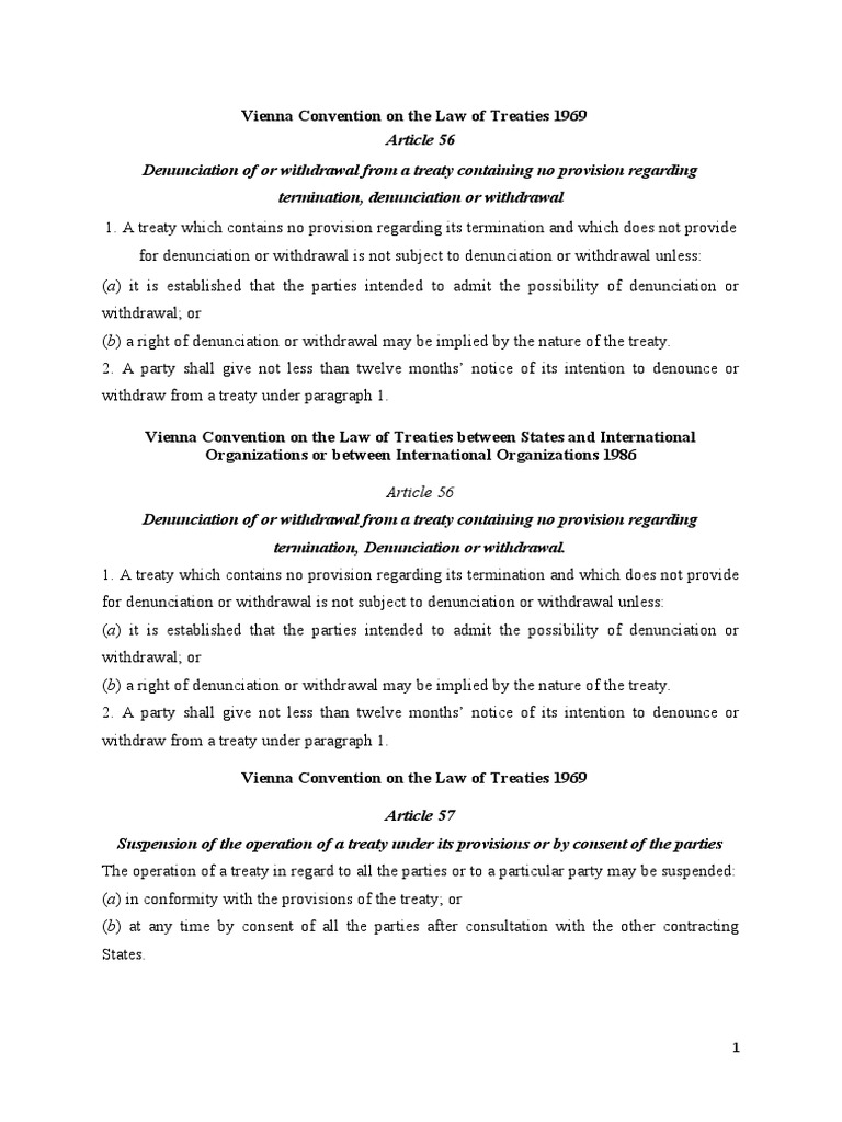 Vienna Convention On The Law of Treaties 1969 | PDF | Treaty | Breach ...
