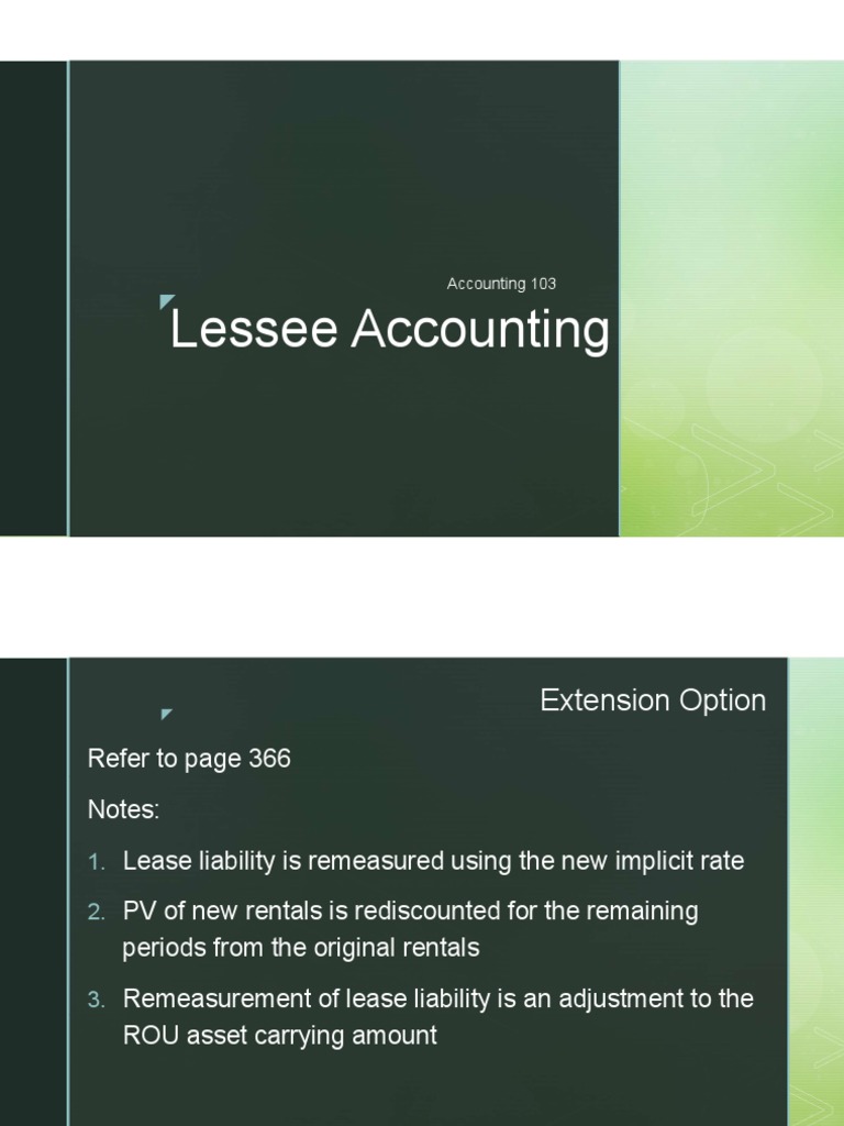 Lessee Accounting | PDF