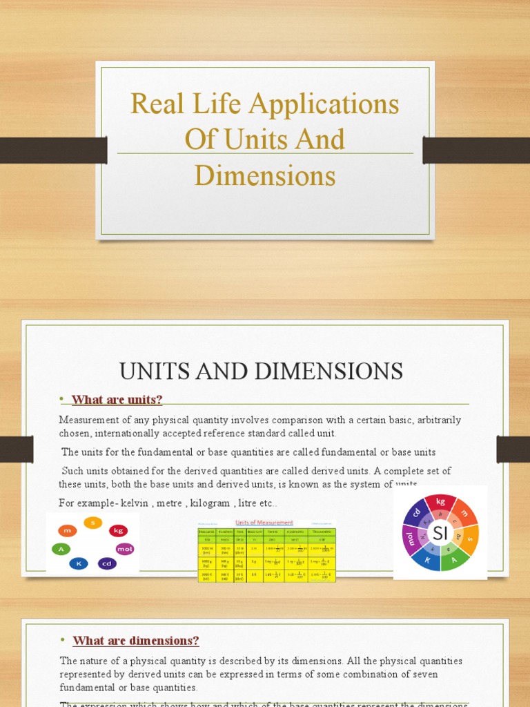 Real Life Applications of Units and Dimensions | PDF | Kinematics ...