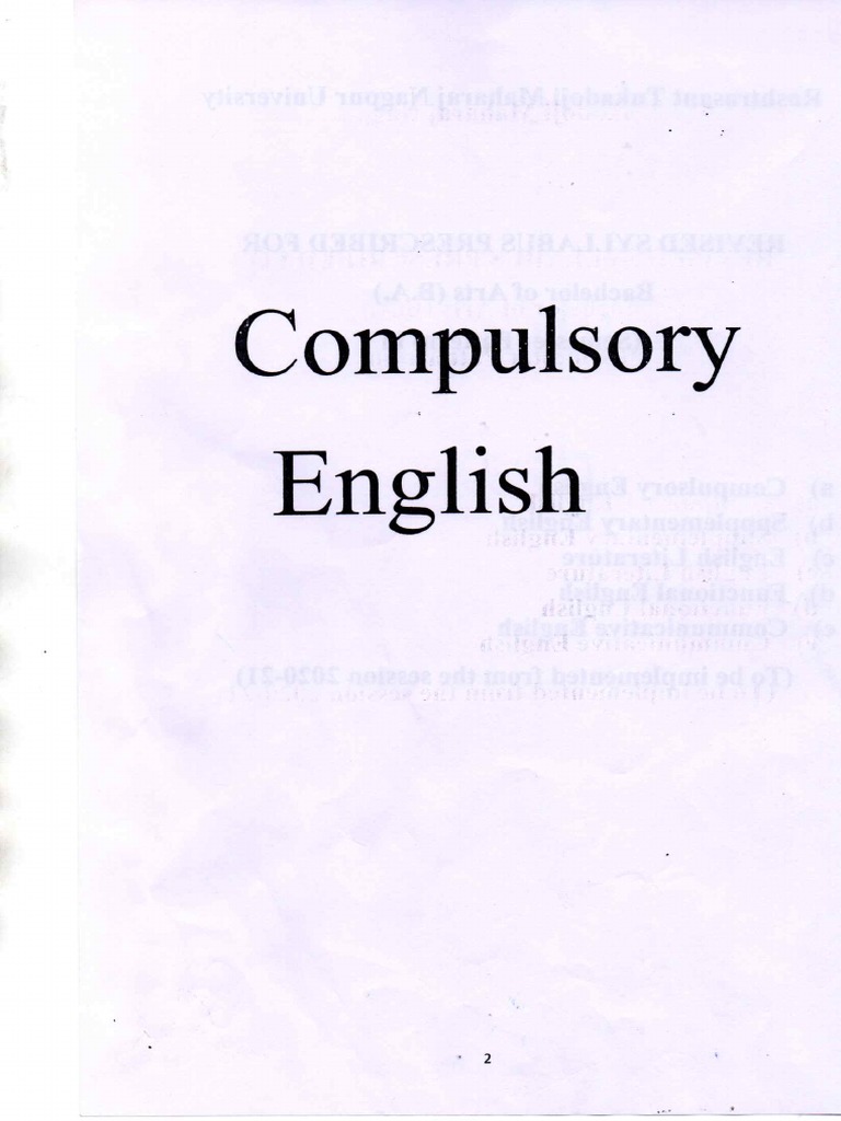 BA Compulsory English Revised Syllabus 080920 | PDF