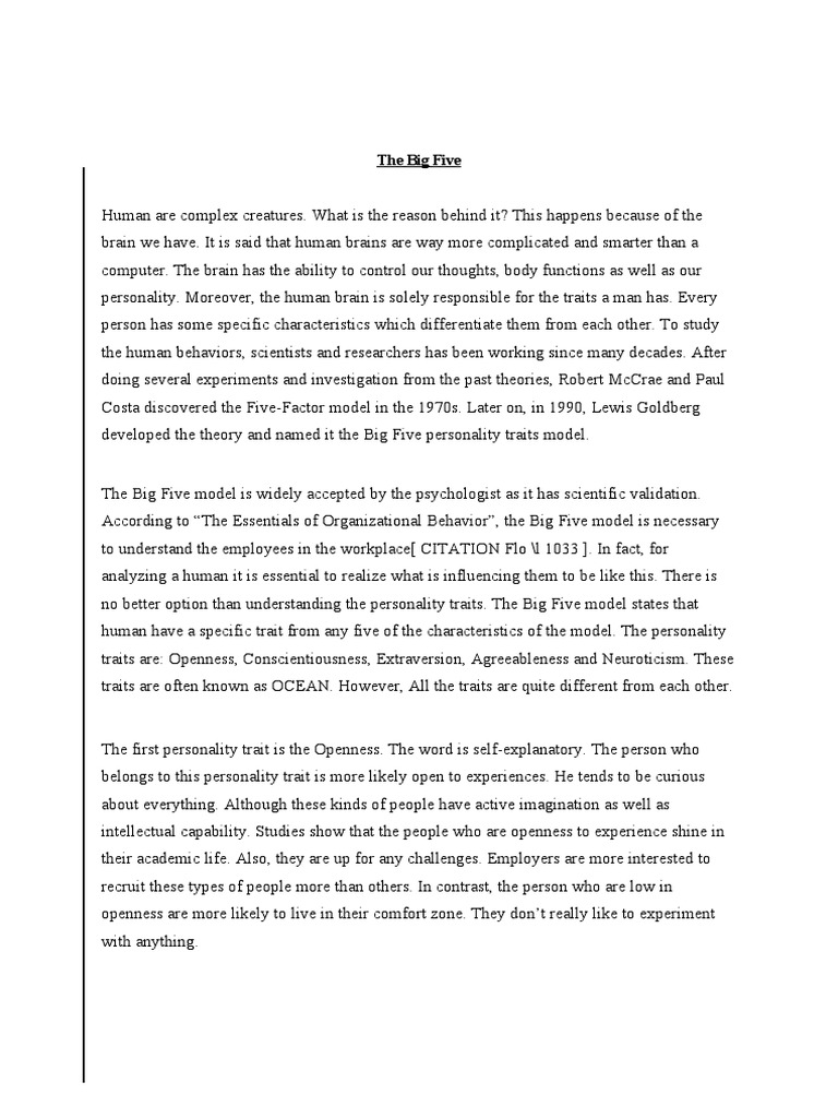 The Big Five | PDF | Extraversion And Introversion | Personality Traits