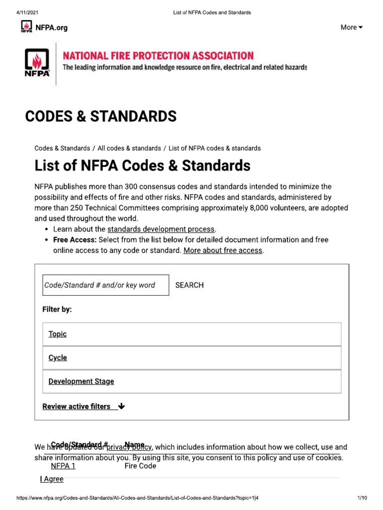 Nfpa Codes and Standards | PDF