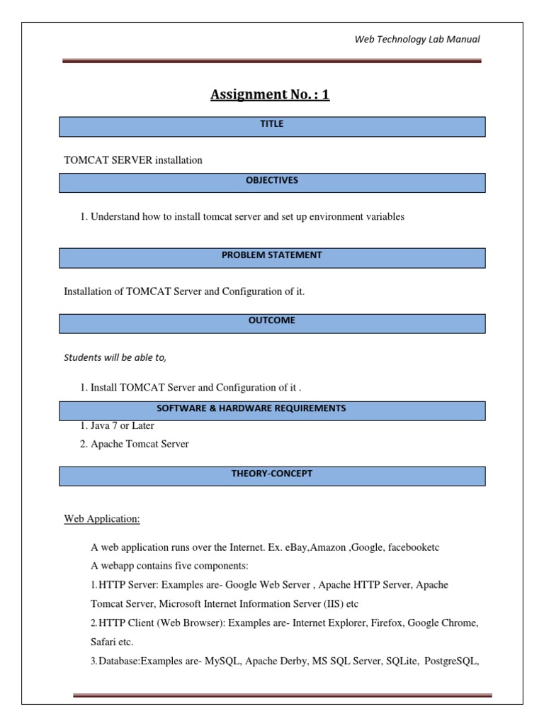 1 Web Technology Assignment No 1 | PDF | Web Application | Web Server