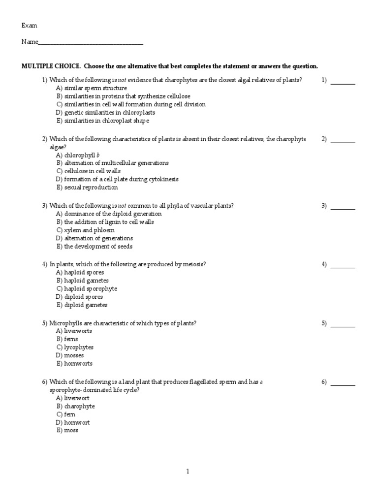 CH 29 30 - Plant Diversity Practice Quiz | PDF