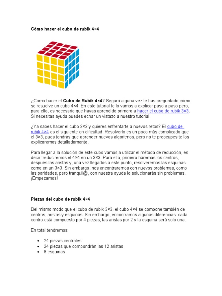 Cómo Hacer El Cubo de Rubik 4X4 | PDF | Color | Artes (general)