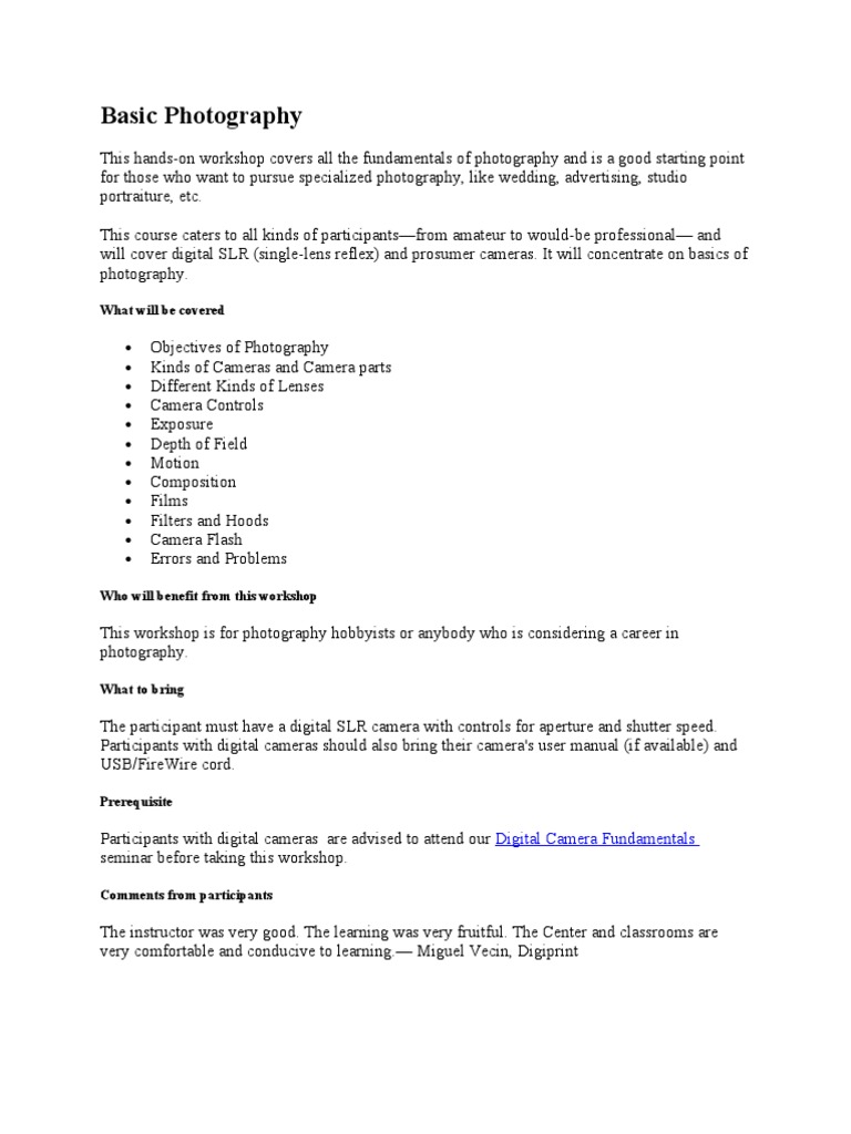 Basic Photography | PDF | Art Media | Optics