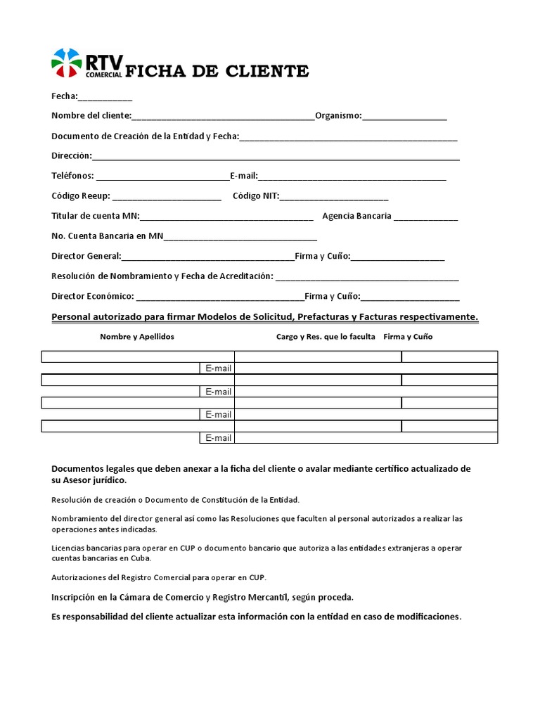 Ficha de Cliente Nueva | PDF | Business | Negocios (general)