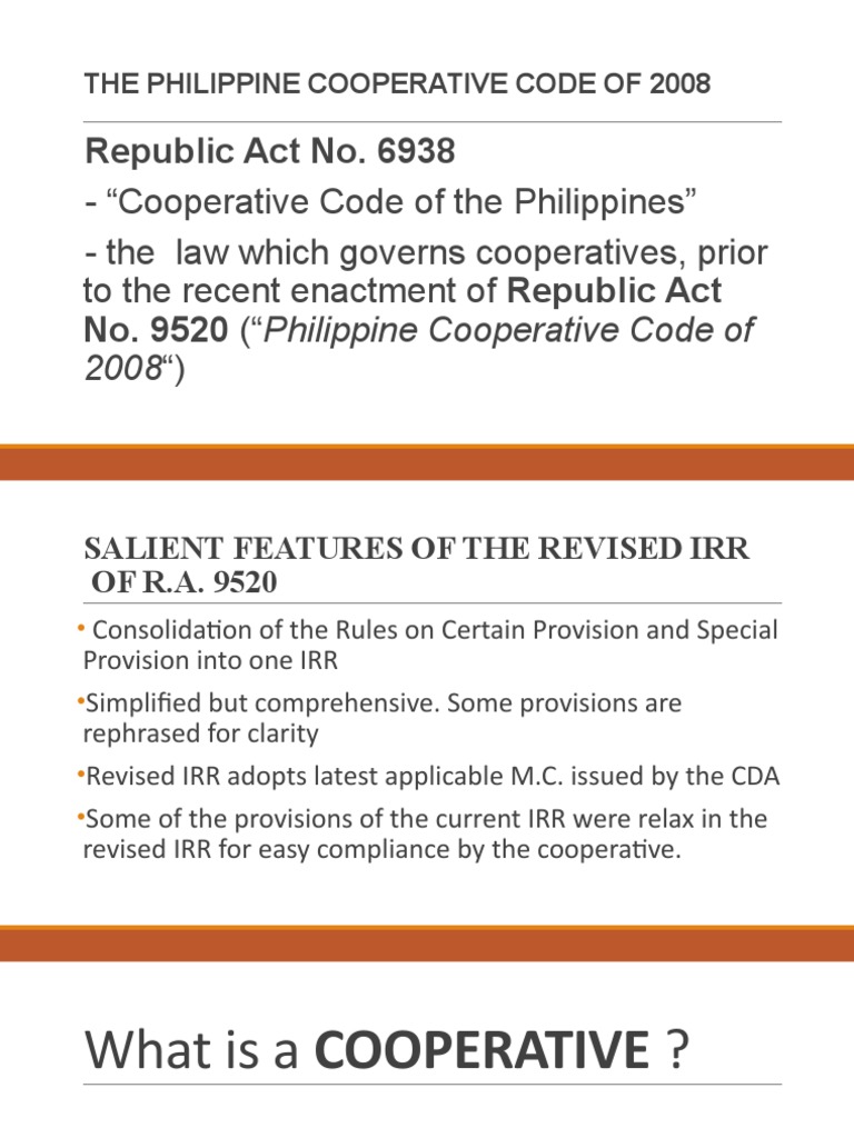The Philippine Cooperative Code of 2008 | PDF | Cooperative | Liquidation