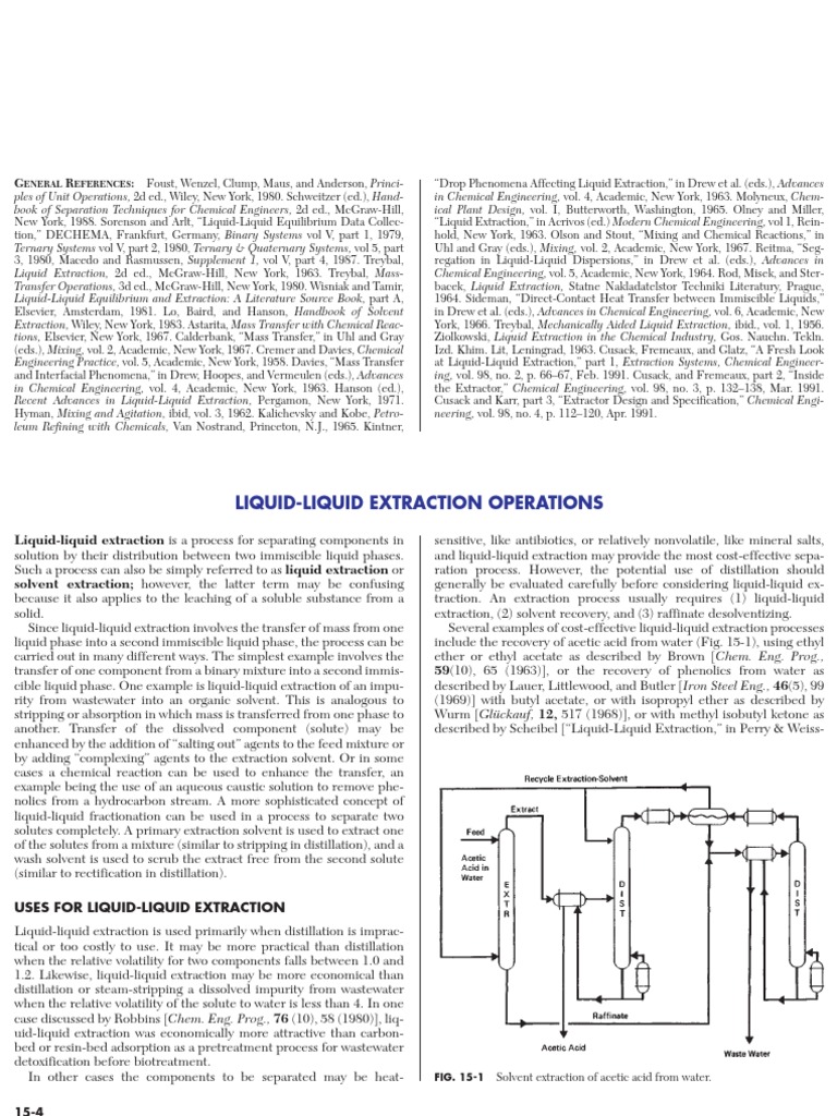 Liquid-Liquid Extraction Operations: G R: Foust, Wenzel, Clump, Maus ...
