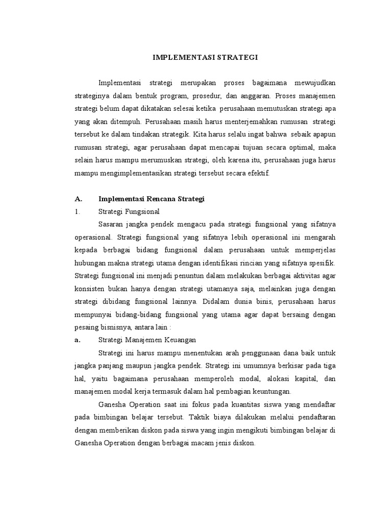 Contoh Implementasi Strategi | PDF | Bisnis