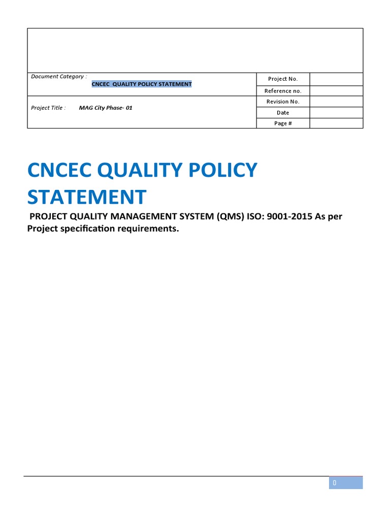 Cncec Quality Policy Statement | PDF | Quality Management | Iso 9000
