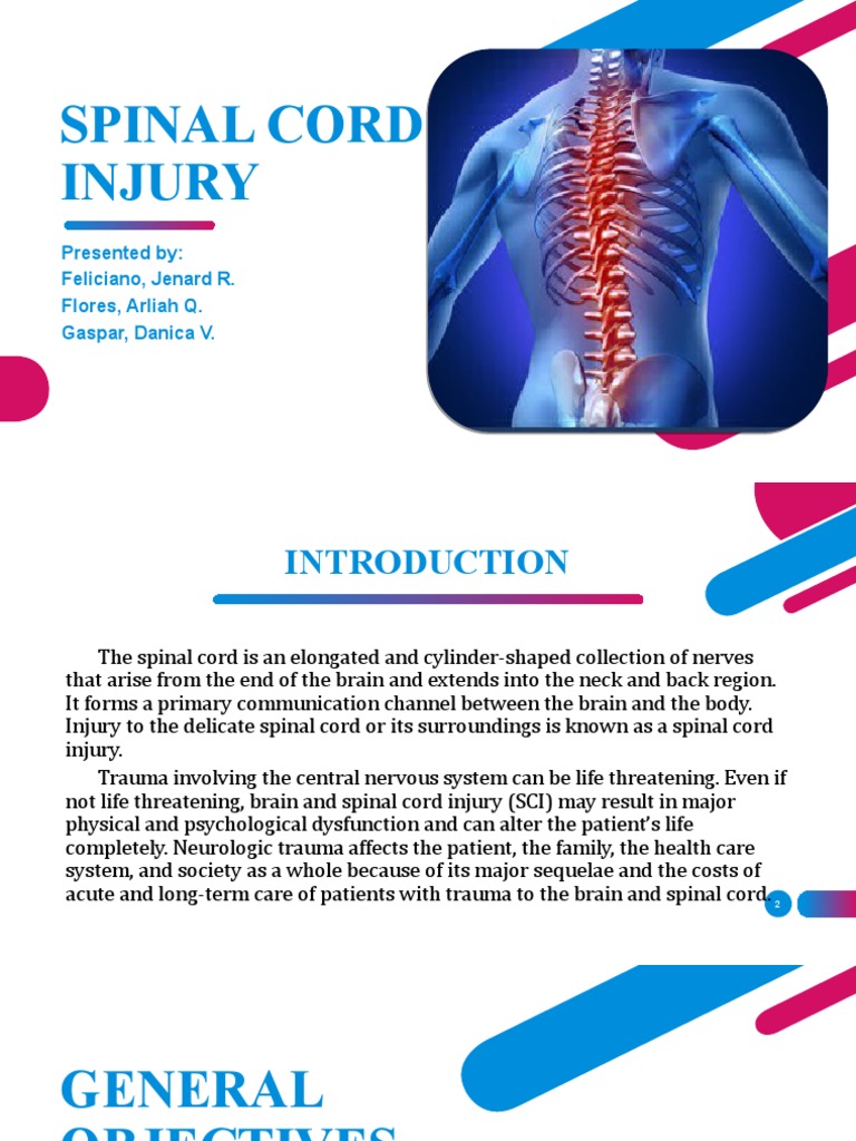 Spinal Cord Injury: Presented By: Feliciano, Jenard R. Flores, Arliah Q ...