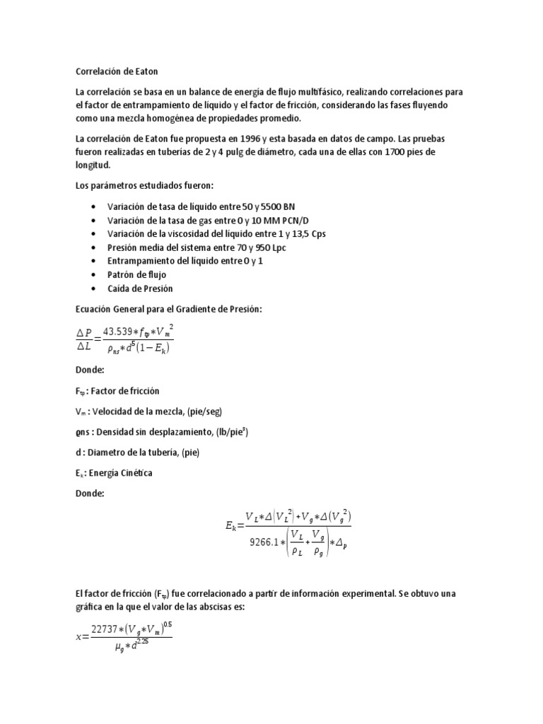 Correlación de Eaton | Descargar gratis PDF | Líquidos | Presión