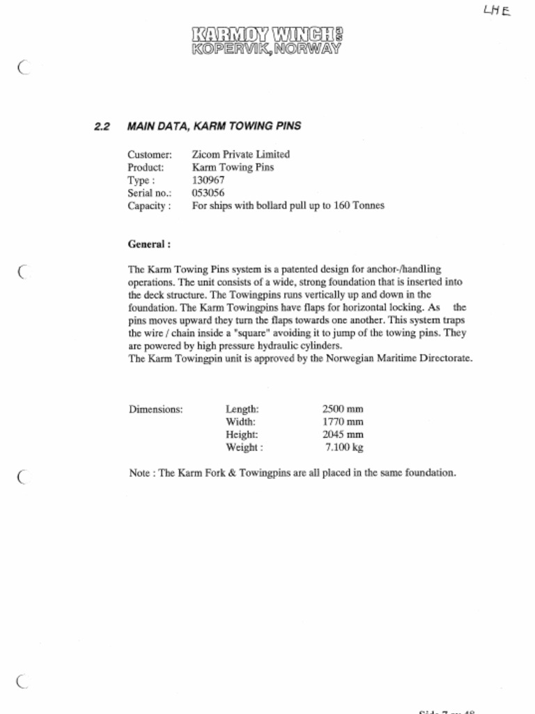 LHE - Karm Fork Tow Pin | PDF