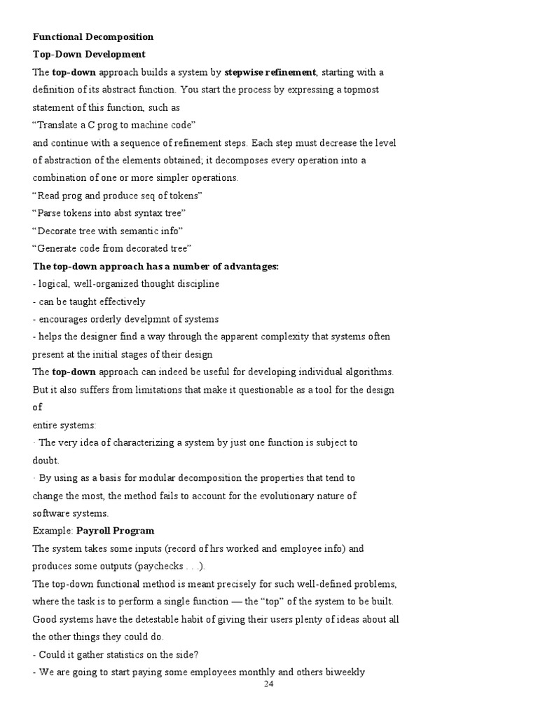 Functional Decomposition Top-Down Development | PDF | Class (Computer ...