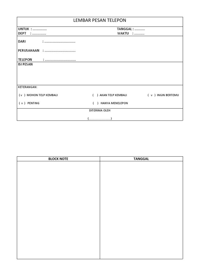 Lembar Pesan Telepon | PDF | Griya & Taman | Komputer
