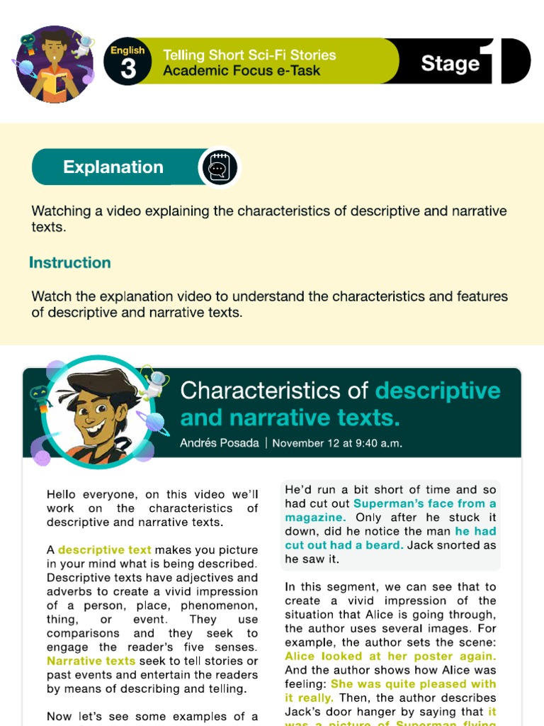 Characteristics of Descriptive and Narrative Texts | PDF