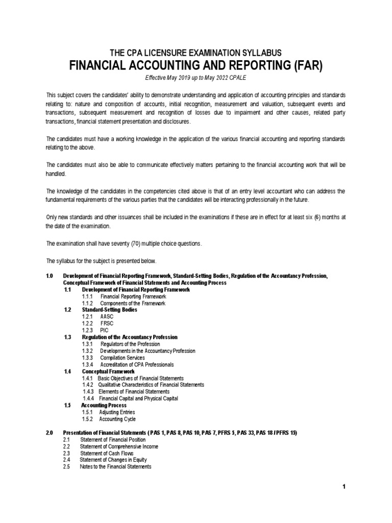 CPA FAR Syllabus Overview 2025 | PDF | Historical Cost | Derivative ...
