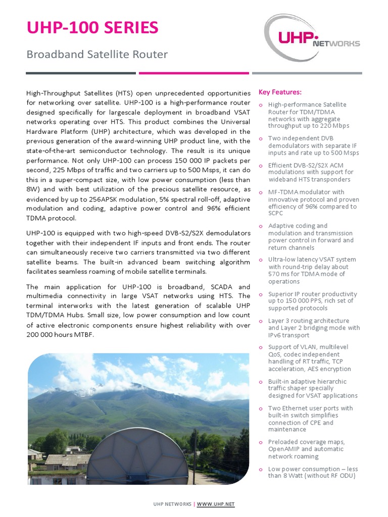Uhp-100 Series: Broadband Satellite Router | PDF | Quality Of Service ...