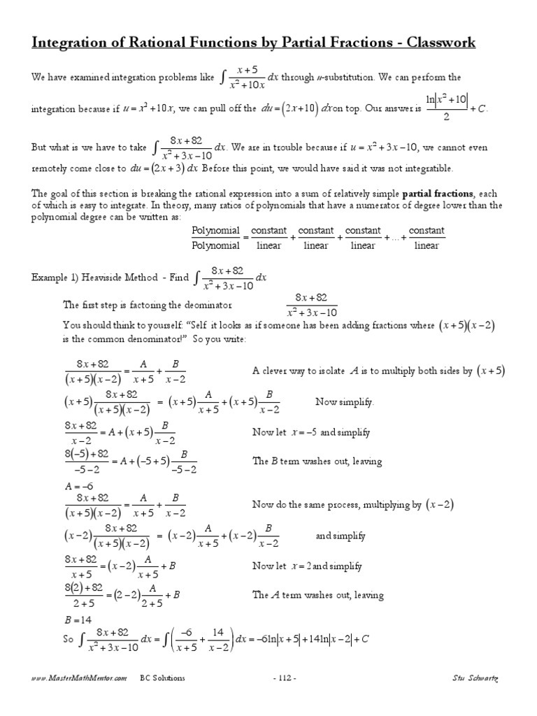 Soln Partial Fractions | PDF | Polynomial | Integral