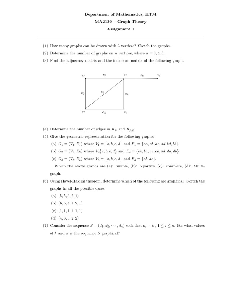 Problem Sheet-1 | PDF | Vertex (Graph Theory) | Graph Theory Problem Sheet-1 | PDF | Vertex (Graph Theory) | Graph Theory