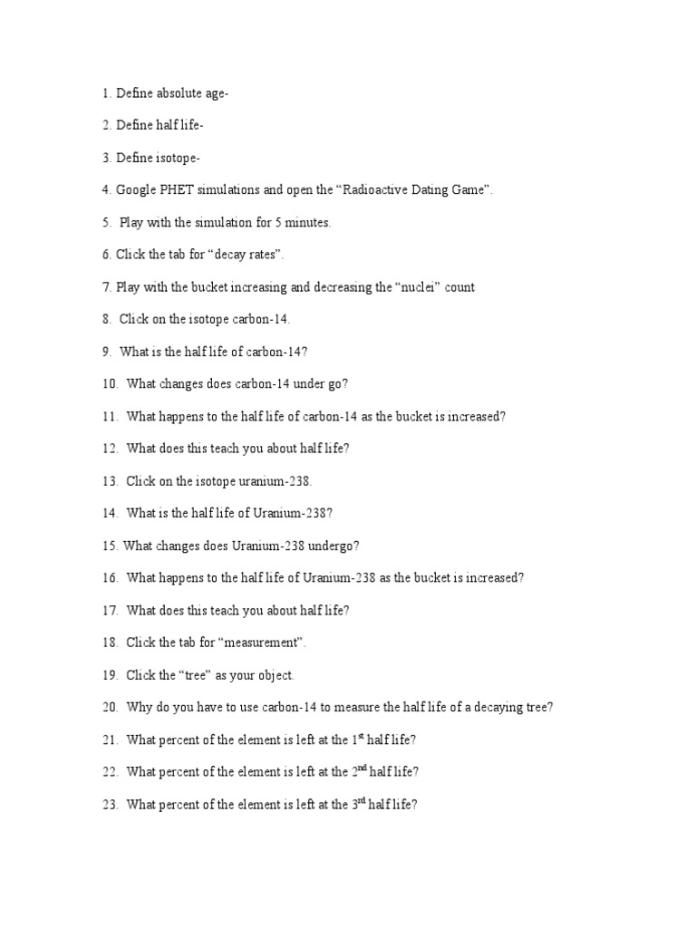 Radioactive Dating Game Instructions | PDF | Games & Activities | Home ...