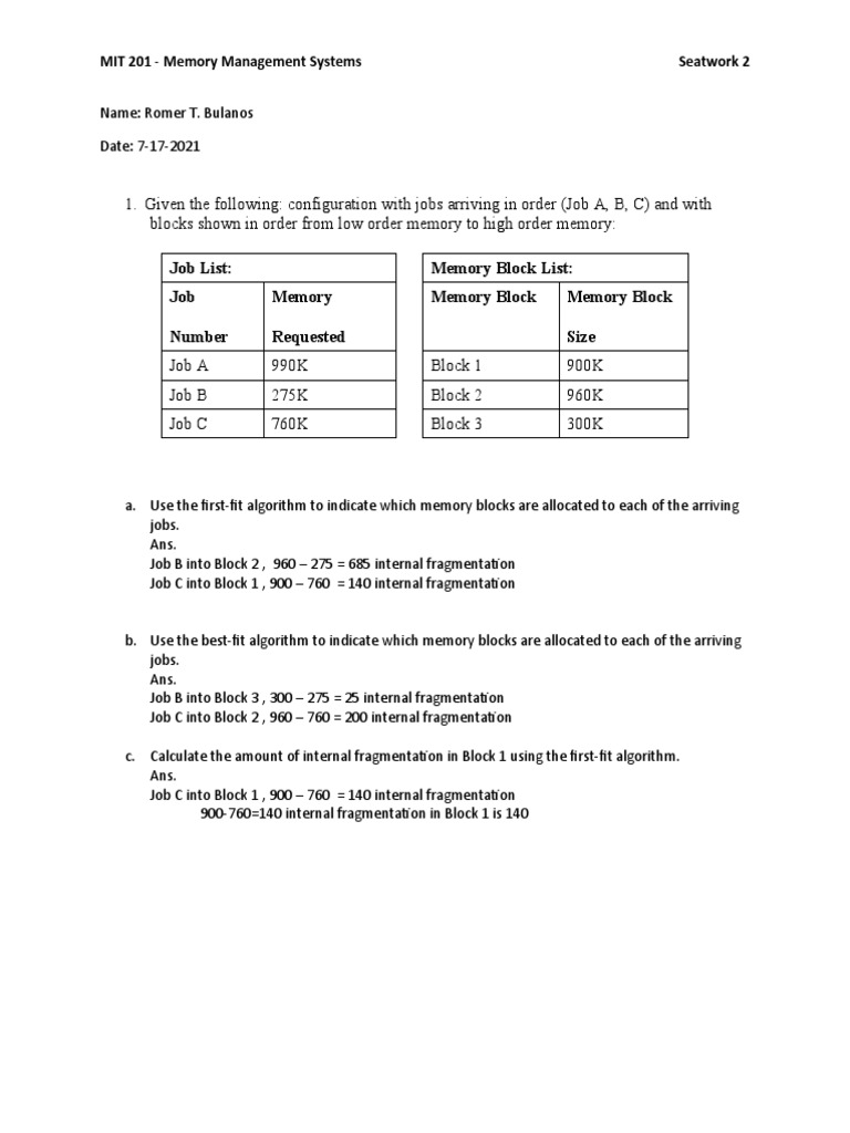 Seatwork 2 | PDF | Technology & Engineering