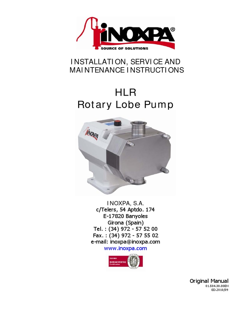HLR Rotary Lobe Pump: Installation, Service and Maintenance ...
