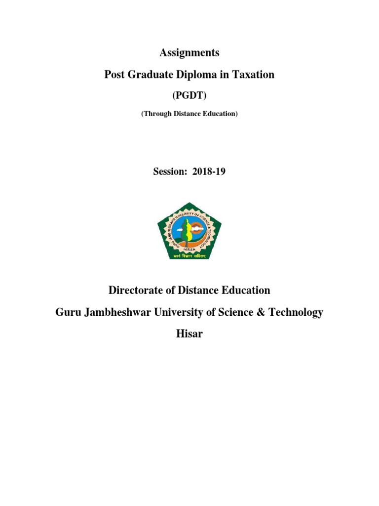 PGDT Assignment 2018-19 - 11042019 | PDF | Payments | Taxes