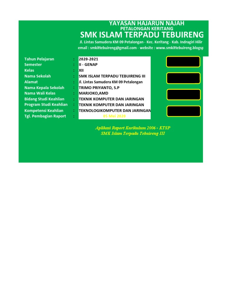 Aplikasi Rapot KTSP (XI-TKJ) 2020-2021 EDIT | PDF