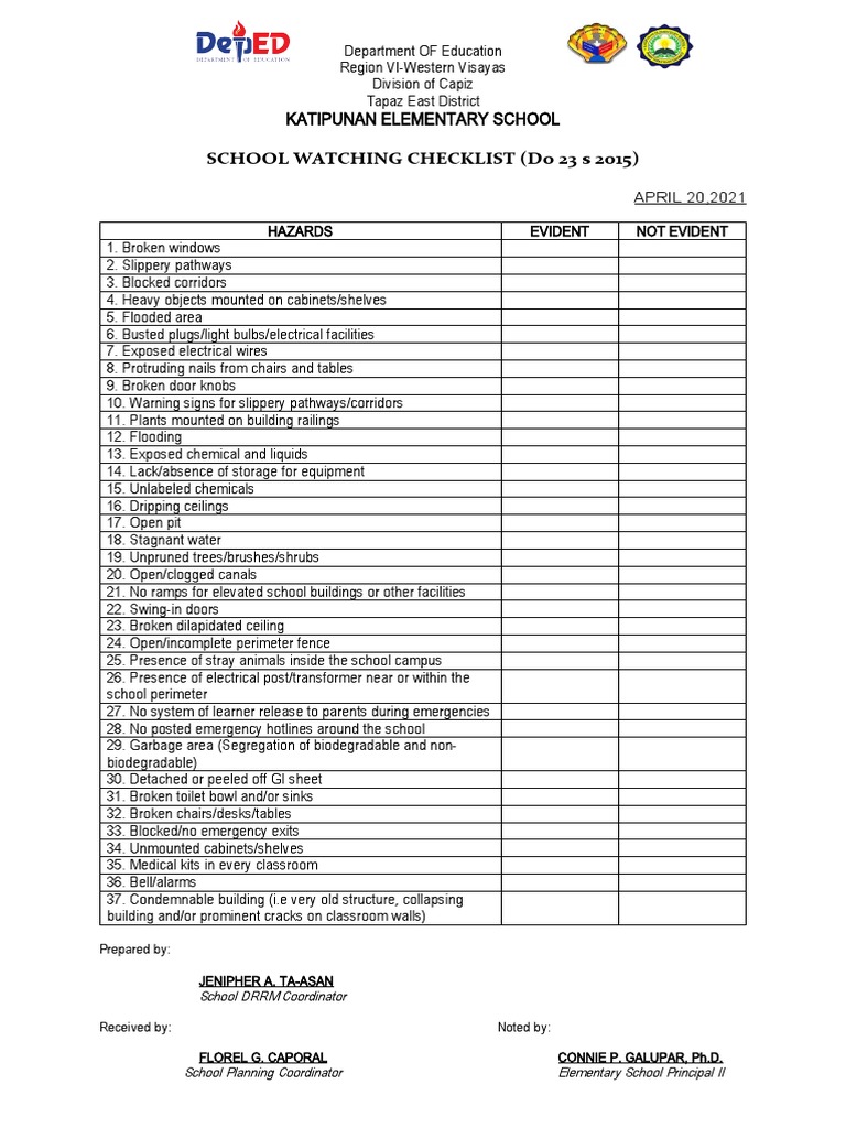 School Watching Checklist | PDF